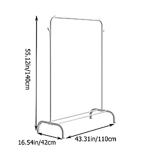 WEASHUME Clothes Rack 43.3 Inches Garment Rack,Coat stand with Bottom Shelf Portable Metal Clothing Rack for Hanging Clothes Coat Rack White