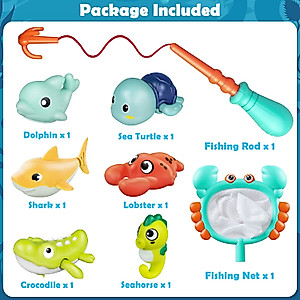 Niwoed Bath Toys Fishing Games with Fish Net, Bathtub Baby Bath Toys for Toddlers 1-3, Swimming Pool Water Toys for 1 2 3 4 5 Years Old Boys Girls, Bath Toys for Kids Ages 4-8 Birthday Gifts