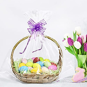 Morepack Large Cellophane Bags for Gift basket 30x30 Inches Clear Basket Bags 10Pieces