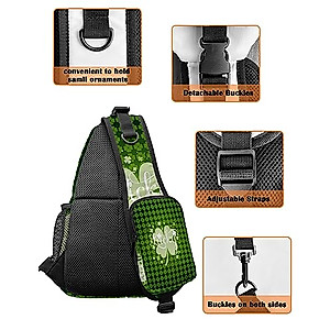 Sling Backpack, St. Patrick's Day Lucky Shamrocks Green Clovers Waterproof Lightweight Small Sling Bag, Travel Chest Bag Crossbody Shoulder Bag Hiking Daypack for Women Men