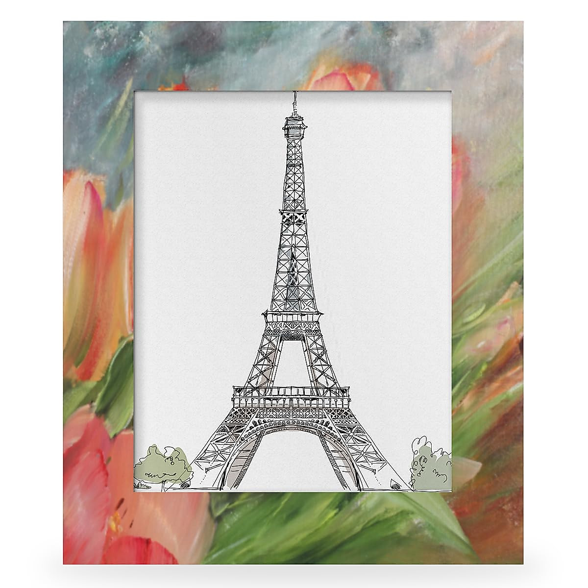 Gublec 4x6 Frame for Wall Decor Red Tulip Painting Wood Photo Frame with High-Clarity Plexiglas Picture Frames for Farmhouse Living Room Office Desk