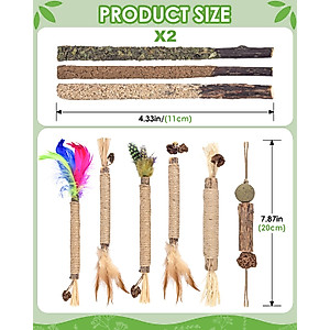 TINDTOP Silvervine Chew Sticks for Cats, 12 Pack Natural Catnip Chew Toys for Kittens Teeth Cleaning, Matatabi Dental Care, Increase Appetite, Calm Cat Anxiety and Stress, Cat Dental Toy