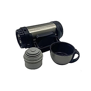 Thermos with Handle Hidden Strap Stanley Classic Silver Vacuum Insulated Wide Mouth Bottle-1.2L Capacity