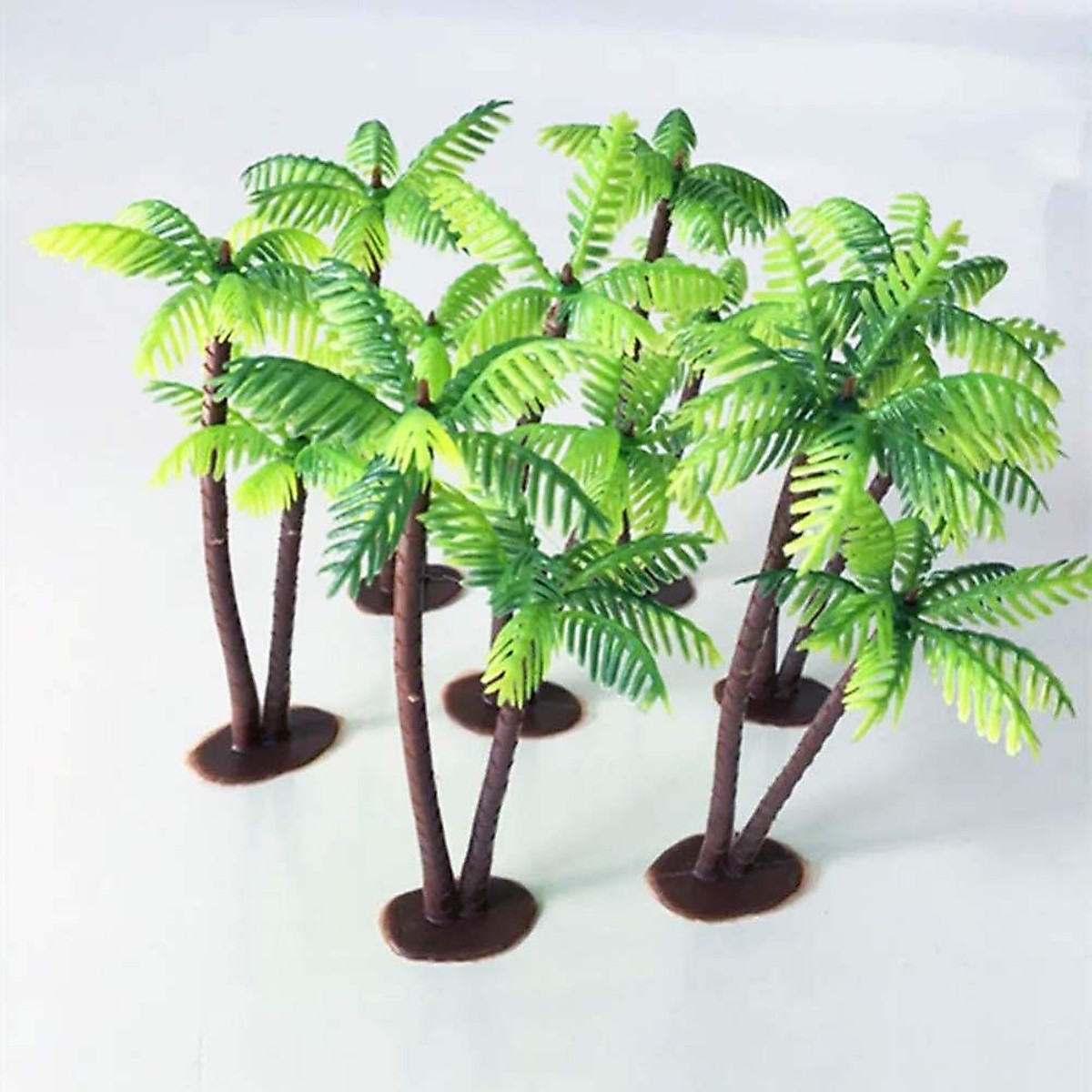 HEALLILY 24PCS Simulation Coconut Tree Decor Fish Tank Landscape Decoration Realistic Coconut Tree Photo Props Mini Plastic Coconut Tree Ornament Green Bonsai Figurines,Miniature Trees