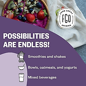 FGO Organic ACAI Powder (Freeze-Dried), 100% Raw Superfood Berry from Brazil, 4oz, Packaging May Vary (Pack of 1)