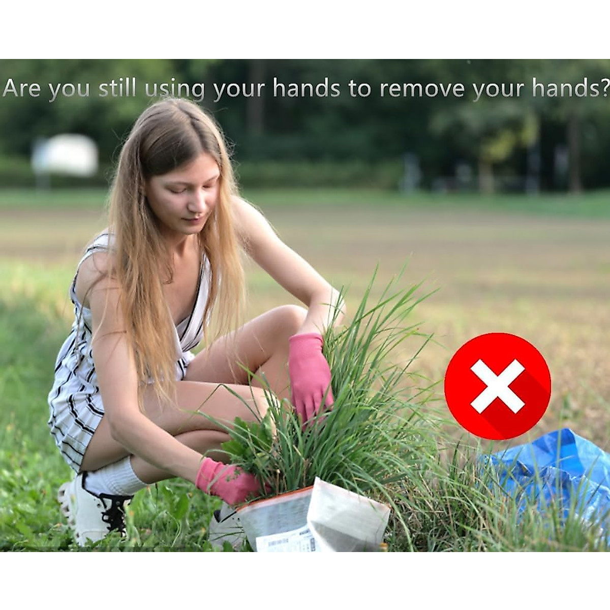 Weed Removal Tool, 2024 New Garden Weeding Tools Manganese Steel Hand Weeder Tool with Handle, 4 Teethes Dual Purpose Manual Weeders Tool Weed Pulling Tool for Garden (Rubber Handle)