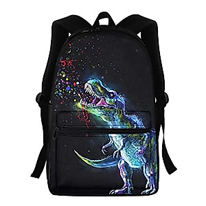Doojoayie T Rex Dinosaur Backpack Primary School Backpack Elementary BookBag Students Daypack Rucksack for Boys Girls Kids Teens