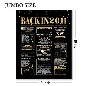 BGTCARDS 13th Birthday Card, 13th Birthday Decorations for Girls, 13th Birthday Gifts for Daughter, Back in 2011 Birthday Card, Black Gold