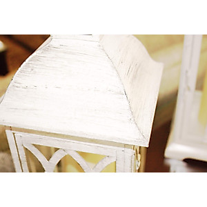 Pebble Lane Living, Lombard Metal Lantern Set of 3, Outdoor-Friendly, 11" H, 15" H, 20.5" H, White