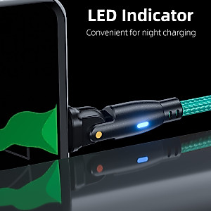 Aporia - PD 60 Watt Type C to C USB Cable Fast Charging Data Transfer 180 Degree Rotating Right Angle Head (Green, 6ft)