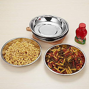 Eslite 6-Piece 18/10 Stainless Steel Round Plates,Dinner Plate Dish,9-Inch
