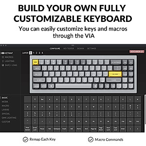 Keychron Q7 Wired Custom Mechanical Keyboard, 70% Layout QMK/VIA Programmable Macro with Hot-swappable Gateron G Pro Blue Switch Double Gasket Compatible with Mac Windows Linux (Grey)