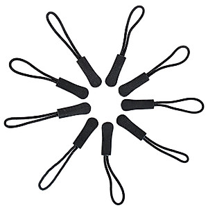 Zipper Pulls- Bskifnn 10pcs Black Nylon Cord Zipper Pulls Fits/Zipper Fixer with Non-slip Gripper