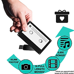 MASHTAPE Basics – Vintage Cool Design 32GB. Cassette Tape Shaped USB Flash Drive, Thumb Drive, Jump Drive for Thoughtful, Nostalgic Gift. Mixtape for DJ, Photographer