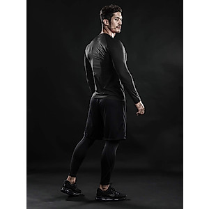 DRSKIN 3 Pack Men's Compression Shirts Top Long Sleeve Sports Baselayer Workout Running Athletic Gym (Round SBB01 3P, L)
