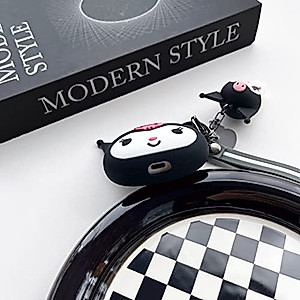 Gtinna for Airpods Case,3D Unique Design Cute Cartoon Character Fashion Kawaii Anti-Fall Soft Silicone Case with Funny Keychain for Apple Airpods 1/2 Charging Case (Black)