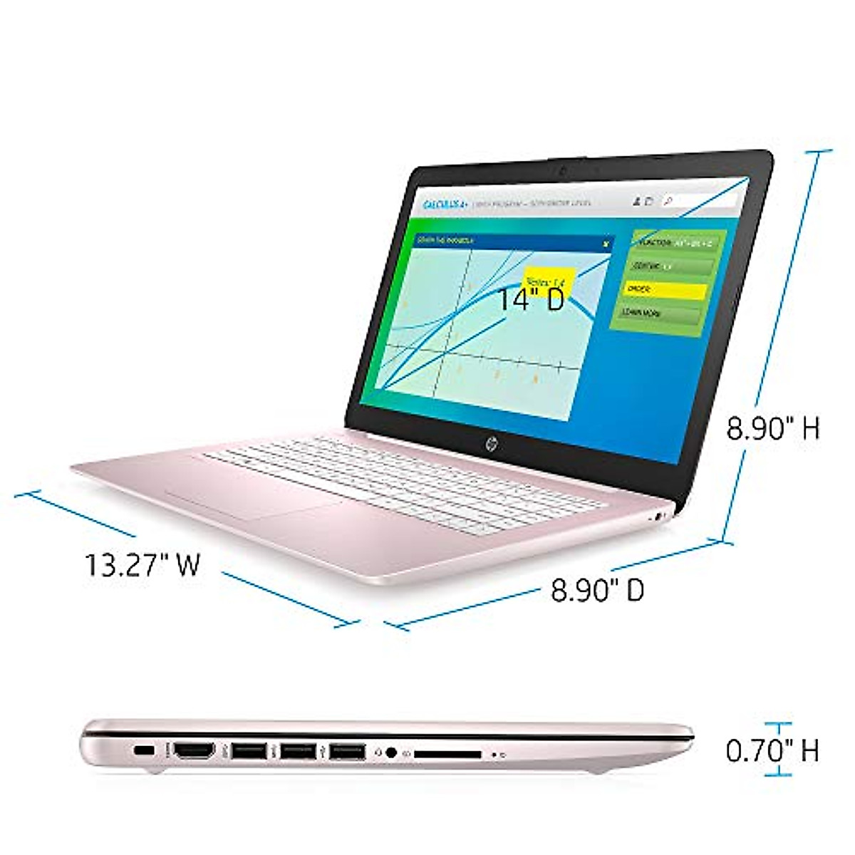HP Stream 14" HD WLED-backlit Laptop, Intel Celeron N4000, 4GB DDR4, 64GB eMMC, WiFi, Bluetooth, Webcam, HDMI, Windows 10 S, Microsoft Office 365 and 1TB OneDrive Cloud Storage, 64GB ABYS MicroSD Card