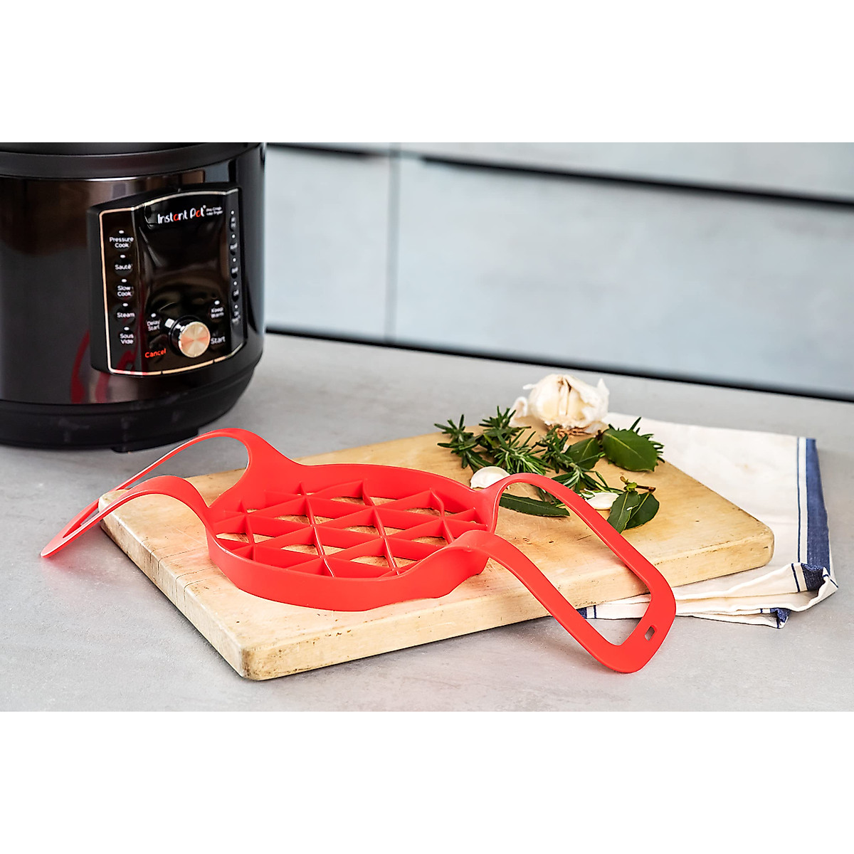 Instant Pot Official Silicone Bakeware Sling - Multi-Use, Heat-Resistant, BPA-Free, Compatible with 6-Quart and 8-Quart Cookers, Red - Ideal for Lifting, Roasting, and Healthier Cooking
