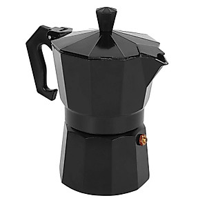 Emoshayoga 300ML 6-Cup Capacity Moka Pot Coffee Supplies Coffee-Making Tool Made of Aluminum for Home and Office(Black)