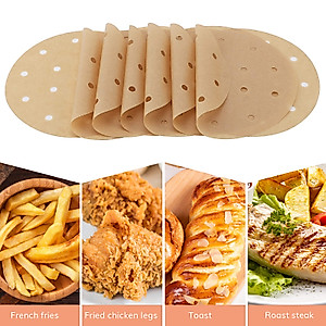 Beasea Air Fryer Round Liners 6 Inch, 200pcs Parchment Paper Unbleached Filter Paper Perforated Parchment Paper Bamboo Steamer Papers for Air Fryer and Steaming Basket