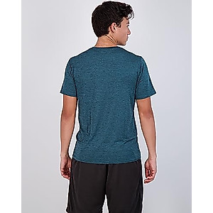 Real Essentials Mens Quick Dry Fit Dri-Fit Short Sleeve Active Wear Training Athletic Crew T-Shirt Gym Wicking Tee Workout Casual Sports Running Tennis Exercise Undershirt Top, Set 1, M, Pack of 5