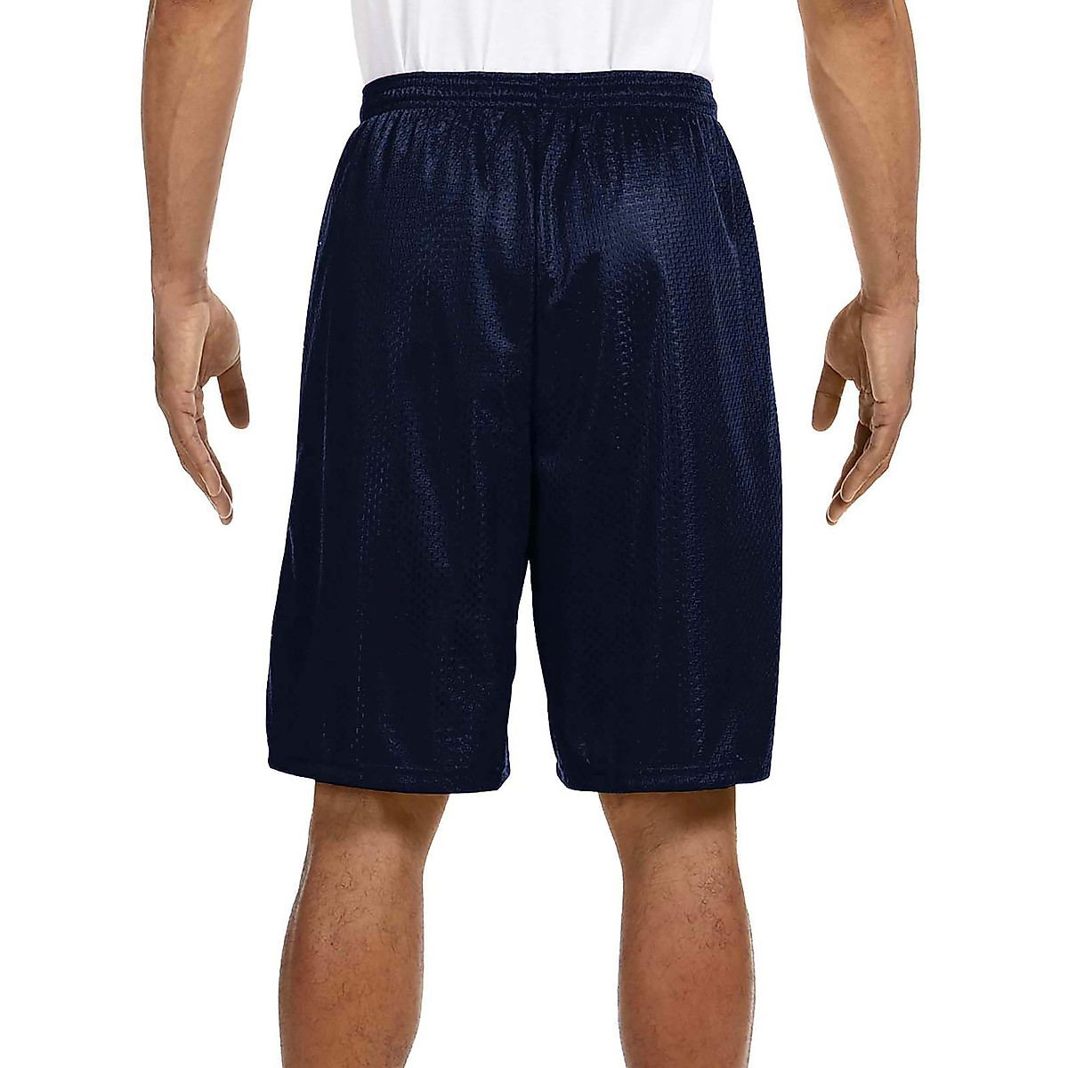 Hat and Beyond Mens Lightweight Basic Mesh Solid Basketball Jersey Workout Fitness Gym Shorts (Large, 1ihb01_Navy)