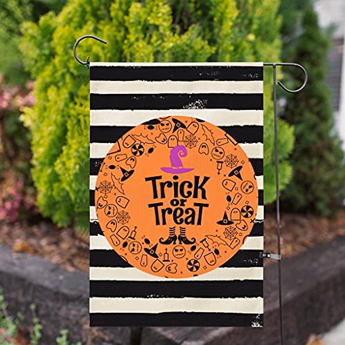 Halloween Hocus Cat Garden Flags 12"x18" Set of 4 Double Sided Burlap Flags Pocus Trick or Treat Banners Outdoor Decorations For Home Lawn Decor Welcome Flag
