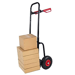 Heavy Duty Manual Truck with Double Handles 330 lb Steel Trolley for Moving Heavy Platform Truck with 10" Rubber Wheels for Moving/Warehouse/Garden/Grocery
