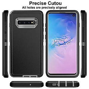 HONG-AMY for Samsung Galaxy S10 Case, Galaxy S10 Case with Self Healing Flexible TPU Screen Protector [2 Pack], 3 in 1 Full Body Shockproof Heavy Duty Case for Samsung S10 (Black/Grey)