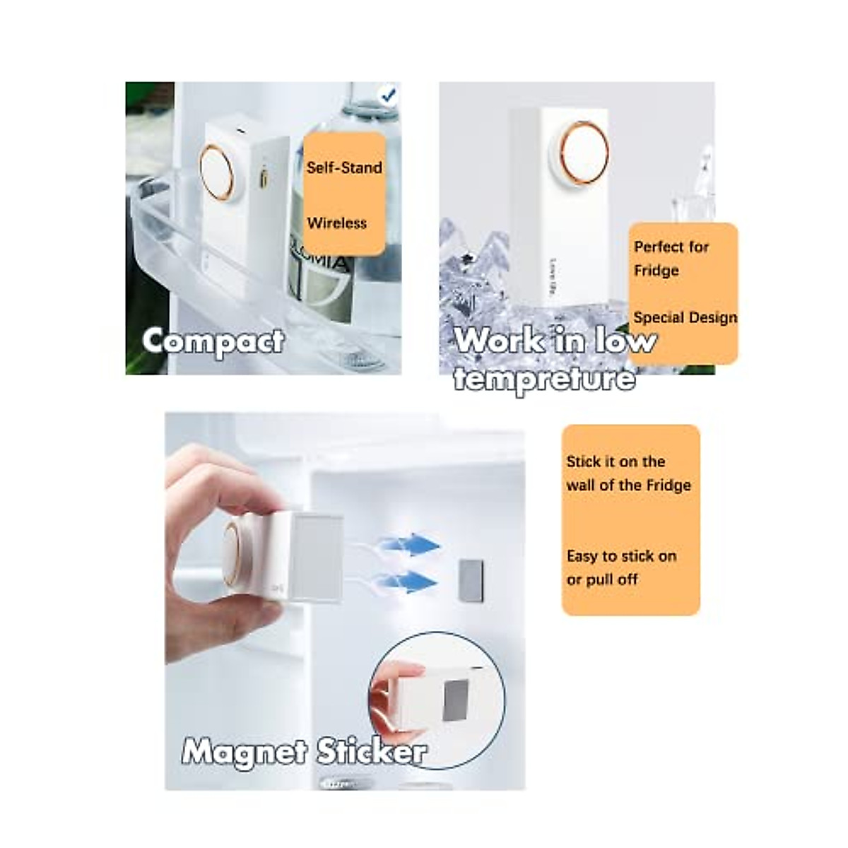 Fridge Air Purifier Compact wireless USB recharge Refrigerator Deodorizer, air refresher for car fridge closet wardrobe