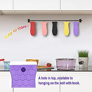 Silicone Cast Iron Handle Cover 5 Pack, Pot Holder for Kitchen, High Heat-Resistant Skillet Grip Protective Sleeve Fitted on Frying Pans, Anti-Slip Machine-Washed Rubber Case with Hole Easy to Store