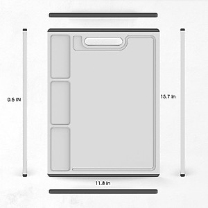 Cutting Boards for Kitchen – Large Plastic Kitchen Cutting Board, Dishwasher Safe Thick Chopping Board with Juice Grooves, for Meat, Fruits, Veggies, Easy Grip Handle, Non-Slip (Grey)