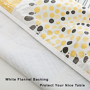 LIBERECOO Round Vinyl Fitted Tablecloth with Flannel Backing Elastic Edge Plastic Table Cover Waterproof Table Cloth Stain-Resistant Wipeable for 40"-44" Round Table