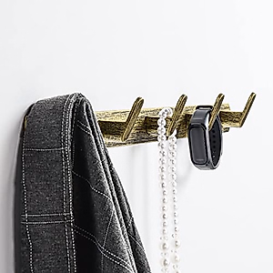 JYL HOME Heavy Duty Metal Coat Hook Wall Mounted Hat Hanger Modern Key Towel Hanger 5 Hooks, Bronze
