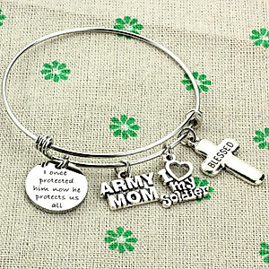 Kivosliviz Military Mom Bracelet I Once Protected Him Now He Protects Us All Mom Gifts for Army Mom