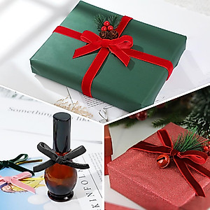 5/8" Wide x 25 Yards Velvet Ribbon, Vintage Single Face Velvet Ribbons for Gift Wrapping, Christmas Wrapping Bows, Wedding Decor, Sewing and More (Red)