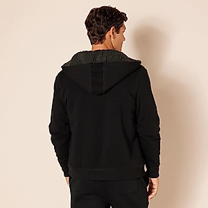 Amazon Essentials Hoodie For Men, Sherpa-Lined Full-Zip Fleece Sweatshirt, Medium, Black