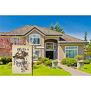 Balgardekor He is Risen Easter Garden Flag Vertical Double Sided Burlap Flower Cross Spring Summer Yard Outdoor Decor Home Decor (12.5 x 18, Easter)