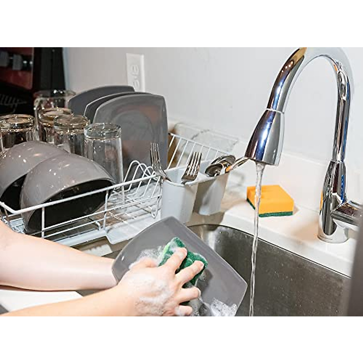 3 Pc Grey Dish Drying Rack Set | Dish Rack | Sink Drying Rack | Dish Drainer | Sink Dish Rack (Matt Grey)