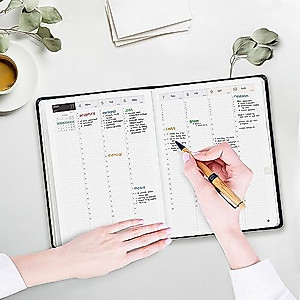 Inamio 24 Hourly Planner 2024 – 24 Hour Weekly and Monthly Appointment Book 2024 – Hardcover, Japanese Design – Minimalist Teacher Planner, Annual Planner with Time Slots – 6 x 8.5