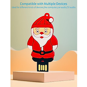 ZJR 64GB USB Flash Drives Cute Thumb Drive Christmas Santa Cartoon Memory Stick with Keychain New Year Gifts Pen Drive for Xmas Friends Family