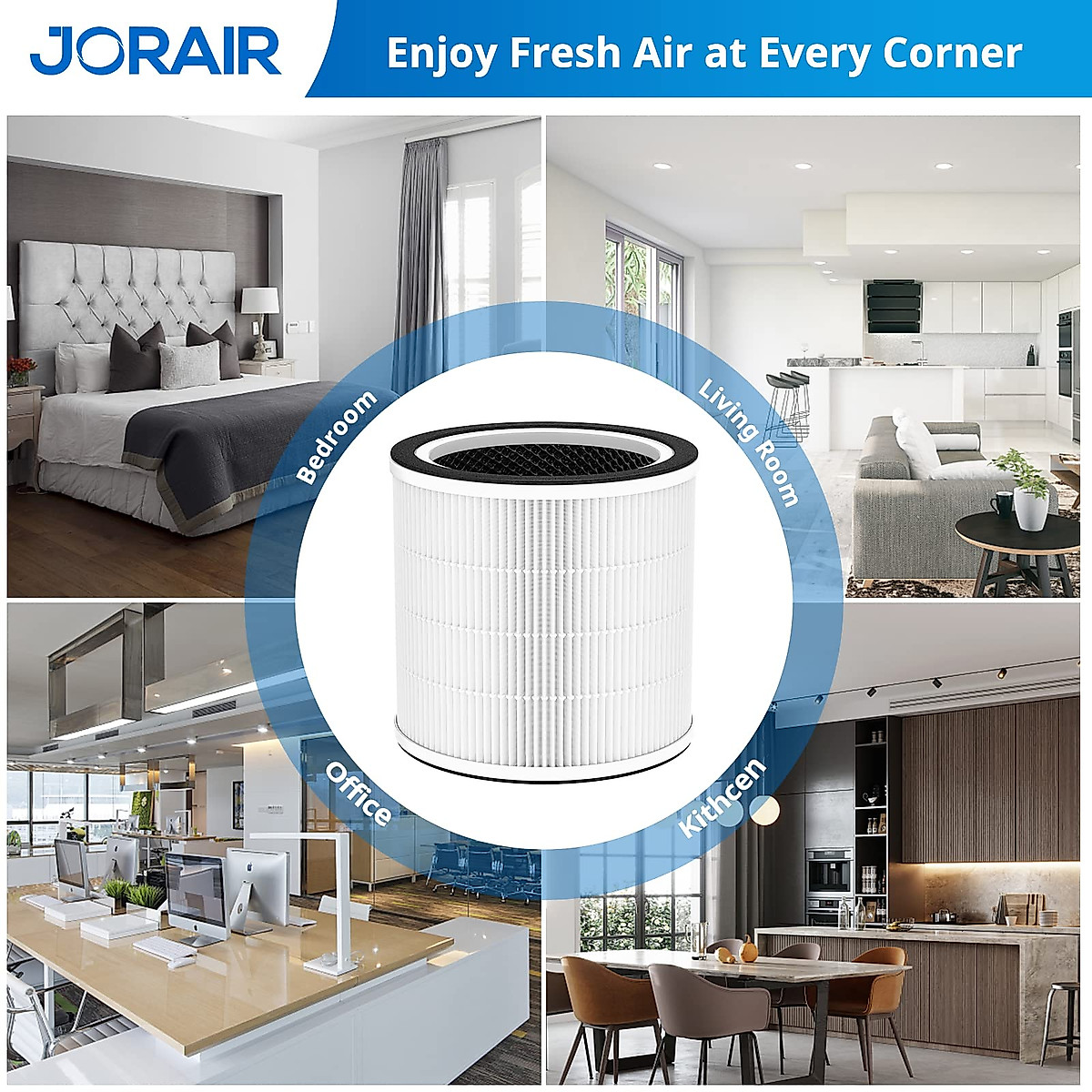 VK-6067B H13 True HEPA Replacement Filters Compatible with HOKEKI VK-6067B and Vremi Air Purifier, 3-in-1 Filtration System, 2 Pack