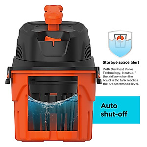 BLACK+DECKER Shop Vacuum Wet and Dry, 3 Gallon 3.0 Peak HP, 3-in-1 Portable Shop Vacuum with Accessories, Vacuum Cleaner for Home, Pet and Car(BDXV18910P-3)