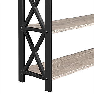 Yaheetech TV Stand with Power Outlets, Entertainment Center with Drawer, Media Console Table for TV up to 45 inch with Open Storage Shelf for Bedroom/Living Room/Hallway, Metal Frame, Grey