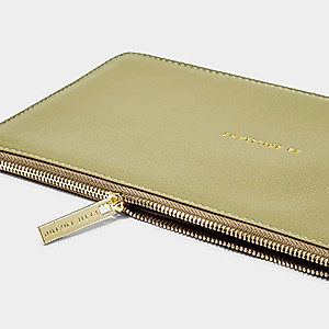 KATIE LOXTON Be Brilliant Womens Vegan Leather Sentiment Slim Perfect Pouch Olive Green