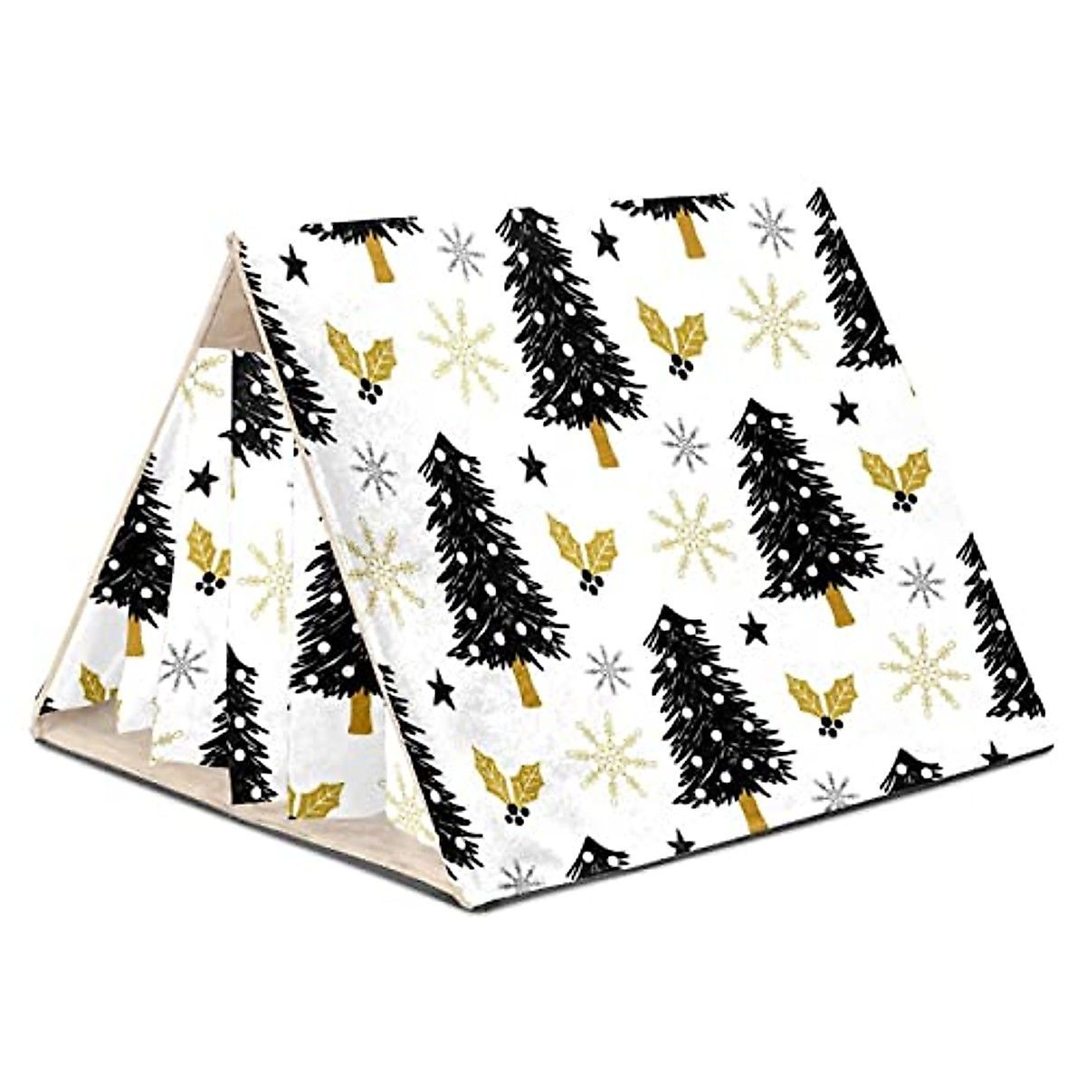 enheng Small Pet Hideout Christmas Tree Snowflakes Pattern Hamster House Guinea Pig Playhouse for Dwarf Rabbits Hedgehogs Chinchillas