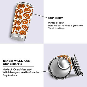 Jihqo Halloween Pumpkin Orange Tumbler with Lid and Straw, Insulated Stainless Steel Tumbler Cup, Double Walled Travel Coffee Mug Thermal Vacuum Cups for Hot & Cold Drinks 12oz