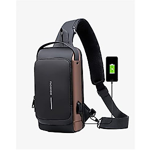Anti-theft Sling Bag Waterproof Backpack with USB Charging Port,Combination Lock Sling bag suit for 7.9 inch Ipad,Casual Daily Sling Bag (Black-2)