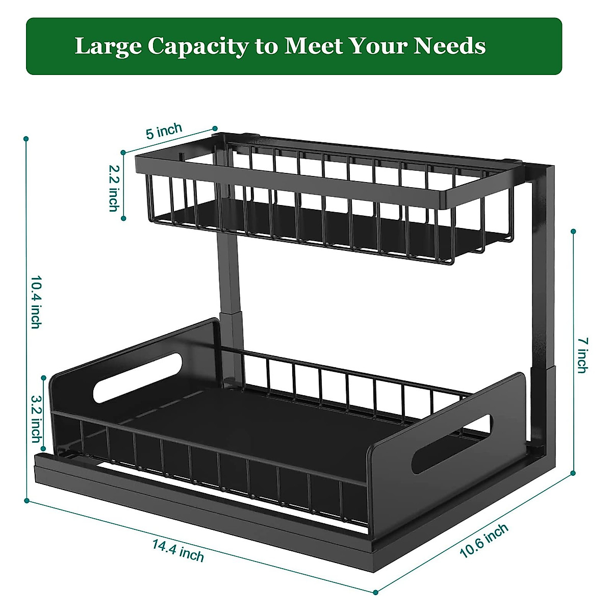 Under Sink Organizer and Storage 2 Tier Sliding Cabinet Basket Drawer Shelf Under Cabinet Storage for Bathroom Living Room