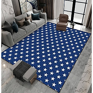 Area Rug Non-Slip Rug Style Seamless White Stars Blue Indoor Outdoor Living Room Bedroom Kids Room Carpet Runner Rug Home Decor Doormat Yoga Mat Patio Floor Mat